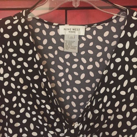 Nine West | Tops | Classic Black White Polka Dot Top | Poshmark